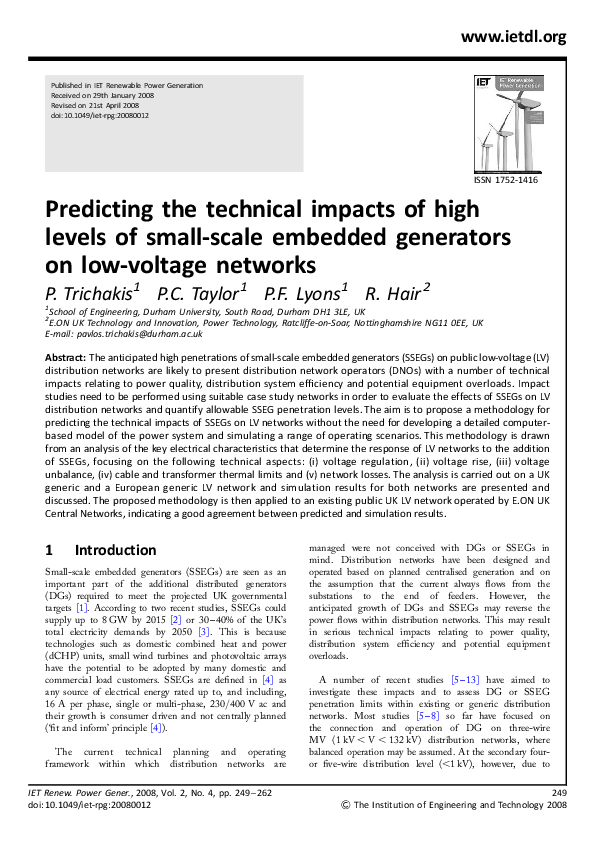 (PDF) Predicting the technical impacts of high levels of small-scale ...