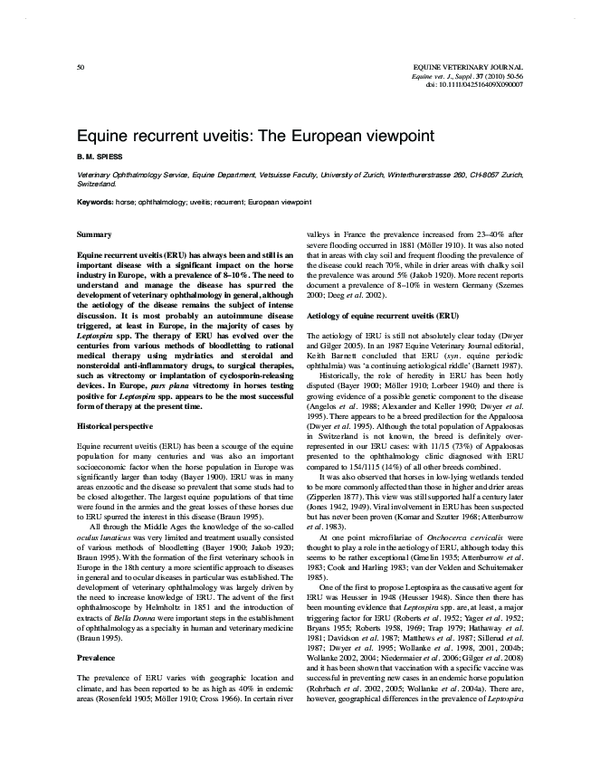 (PDF) Equine recurrent uveitis: The European viewpoint