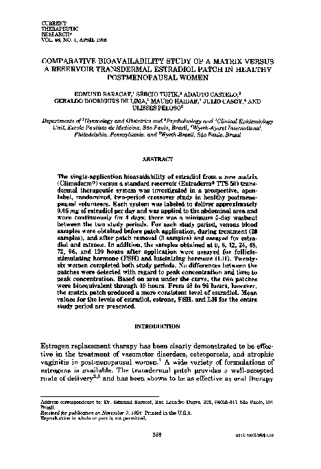 (PDF) Comparative bioavailability study of a matrix versus a reservoir ...