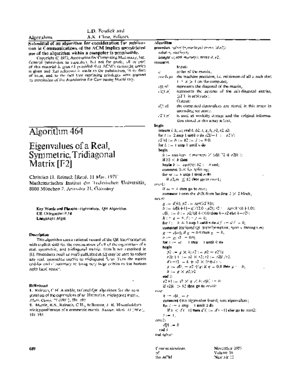 Pdf Algorithm 467 Matrix Transposition In Place Norman Brenner