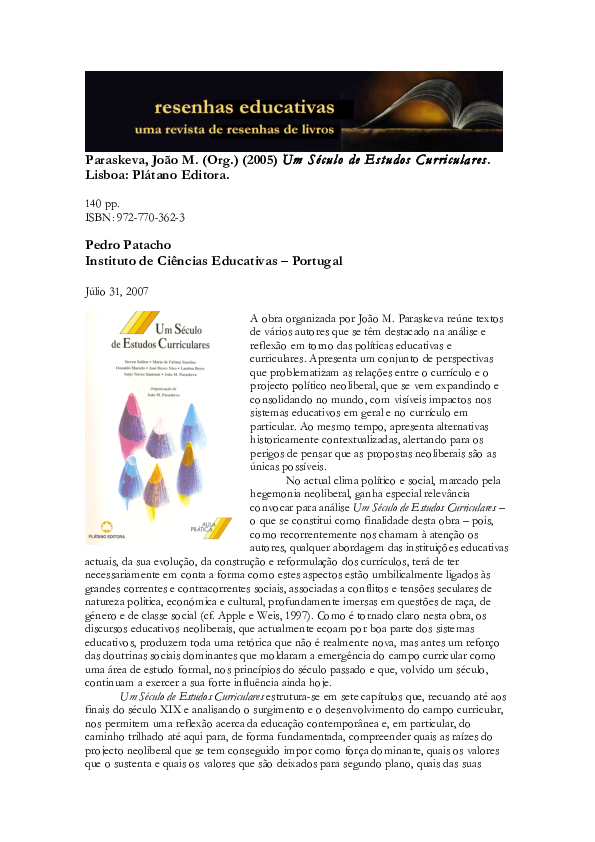 (PDF) Um século de estudos curriculares