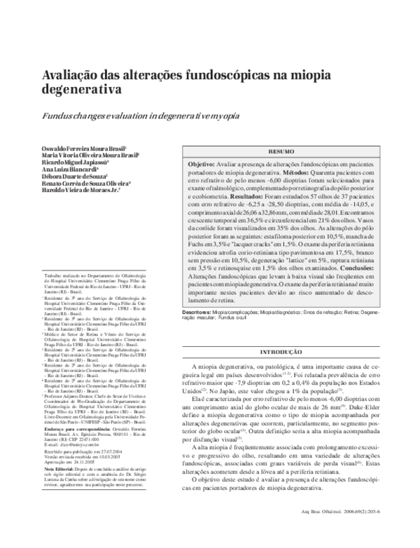 (PDF) Avalia o das altera es fundosc picas na miopia degenerativa