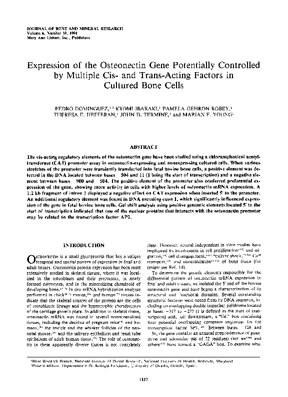 (PDF) Expression of the osteonectin gene potentially controlled by ...