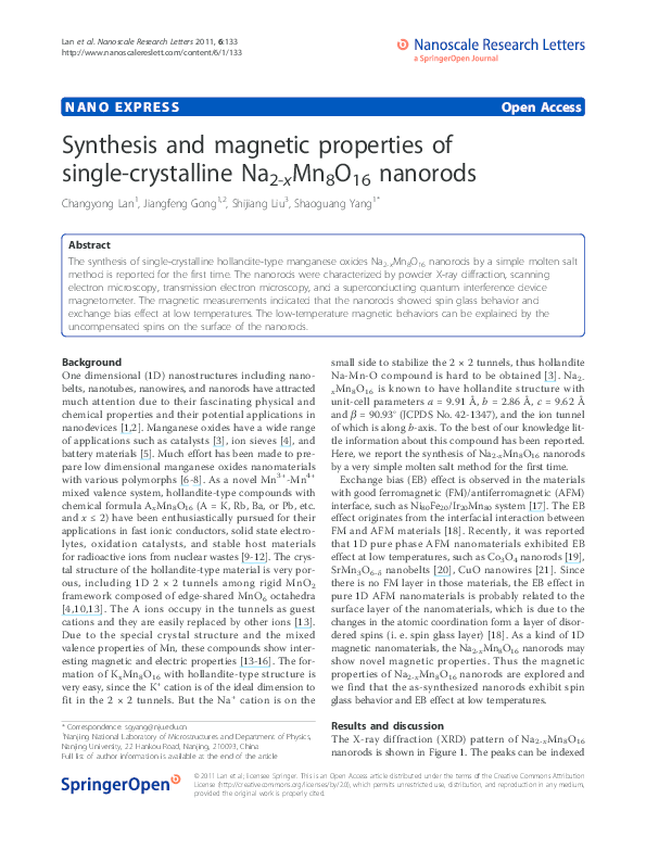 (PDF) Synthesis and Magnetic Properties of Single-Crystals of MnFe2O4 ...
