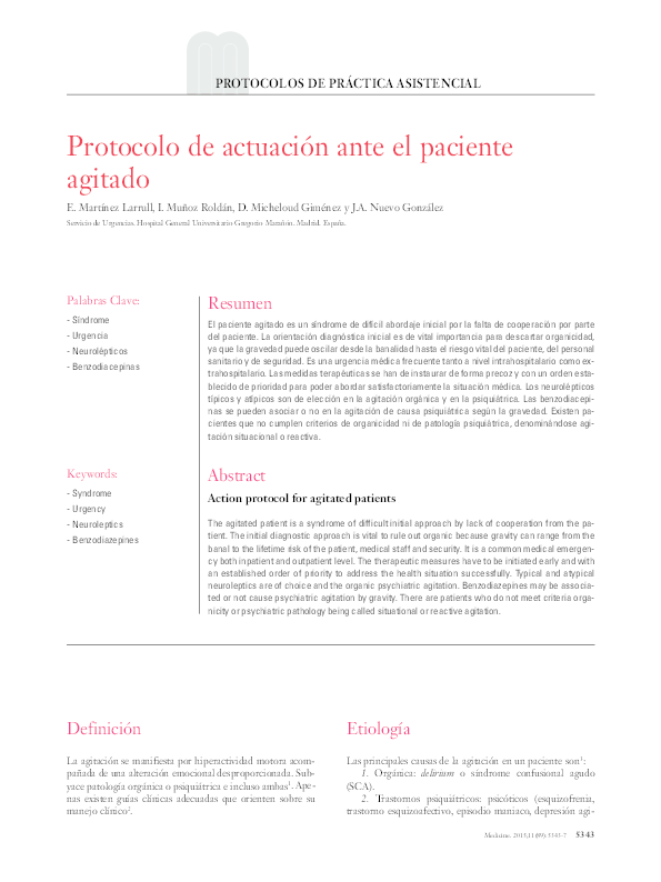 (PDF) Protocolo de actuación ante el paciente agitado