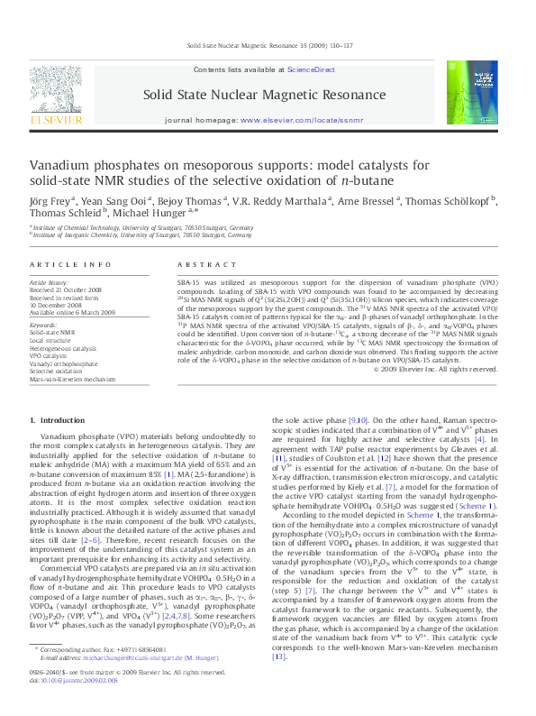 (PDF) Vanadium phosphates on mesoporous supports: model catalysts for ...