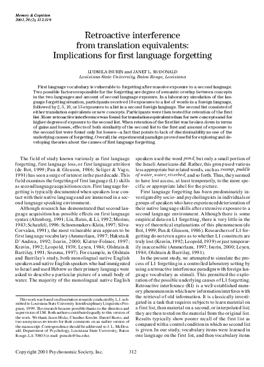 (PDF) Retroactive interference from translation equivalents ...