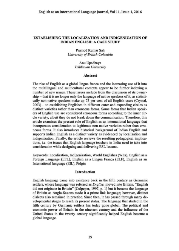 (PDF) Establishing the Localization and Indigenization of Indian ...
