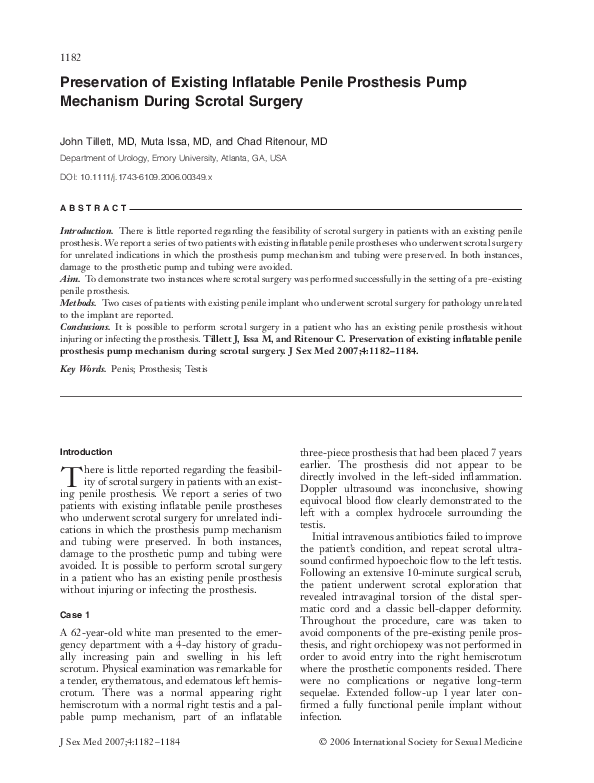 (PDF) Preservation of Existing Inflatable Penile Prosthesis Pump ...