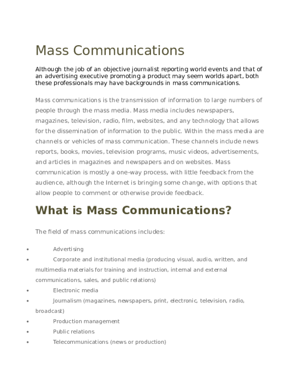 (DOC) Mass Communications