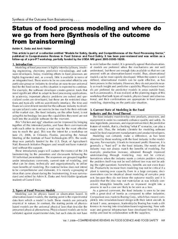 (PDF) Status of food process modeling and where do we go from here ...