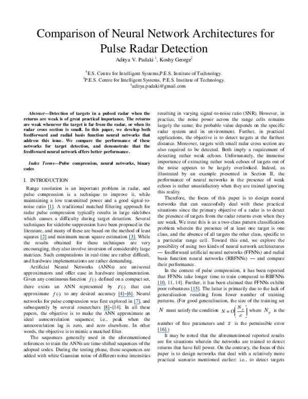 Pdf A Comparison Of Neural Network Architectures For The Classification Of Three Types Of