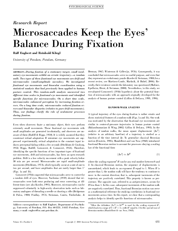 (PDF) Microsaccades keep the eyes' balance during fixation