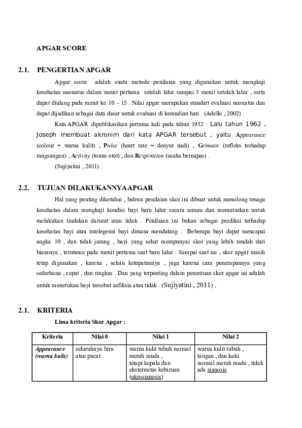 (DOC) APGAR SCORE