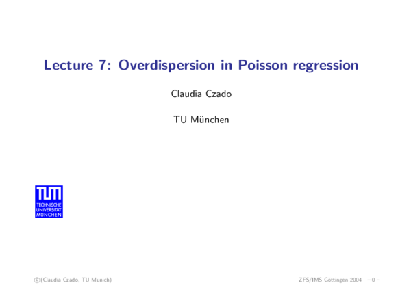 (PDF) Lecture 7: Overdispersion in Poisson regression