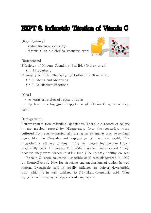 (PDF) EXPT 8. Iodimetric Titration of Vitamin C