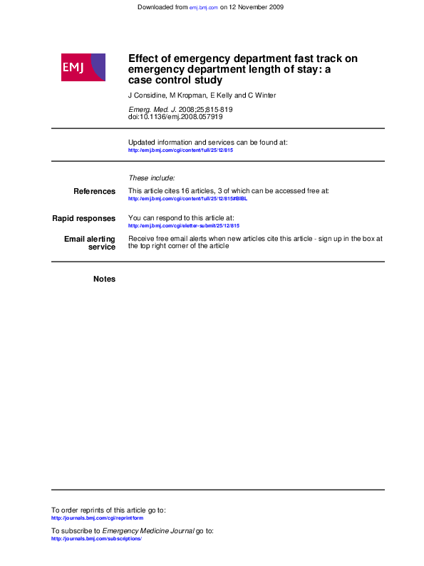 (PDF) Effect of emergency department fast track on emergency department ...