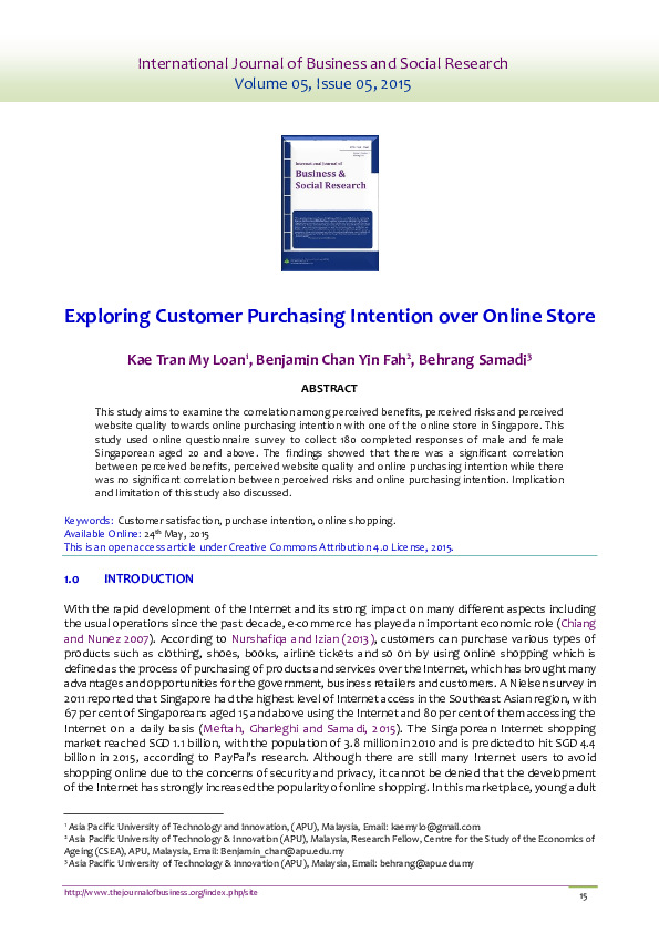 (PDF) Exploring Customer Purchasing Intention over Online Store