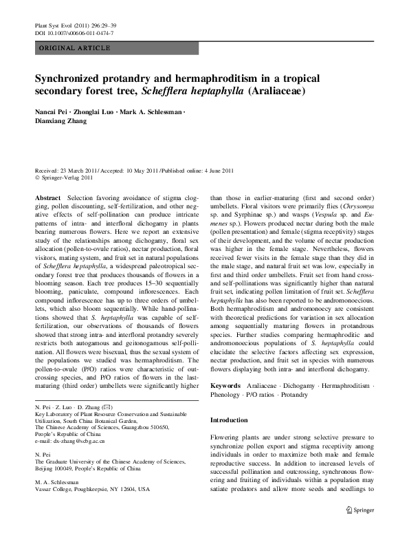 (PDF) Synchronized protandry and hermaphroditism in a tropical ...