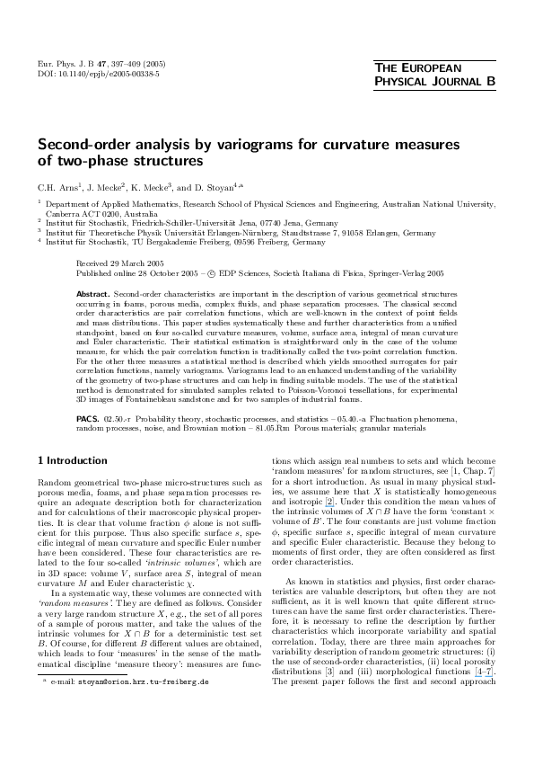 (PDF) Second-order analysis by variograms for curvature measures of two-phase structures ...