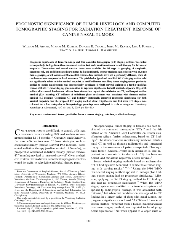 (PDF) Prognostic Significance of Tumor Histology and Computed ...