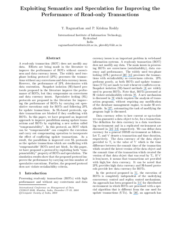 Pdf Exploiting Semantics And Speculation For Improving The