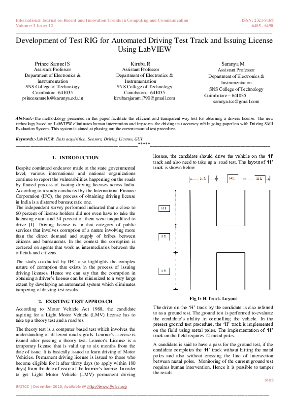 (PDF) Development of Test RIG for Automated Driving Test Track and ...