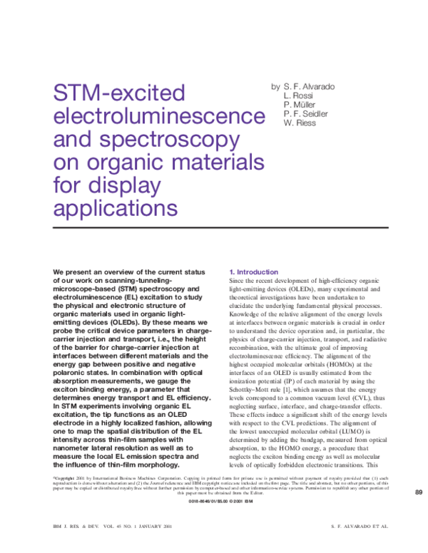 (PDF) STM-excited electroluminescence and spectroscopy on organic ...