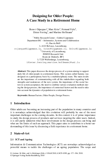 (PDF) Designing for Older People: A Case Study in a Retirement Home