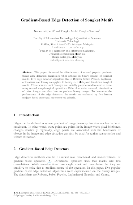 Pdf Gradient Based Edge Detection Of Songket Motifs