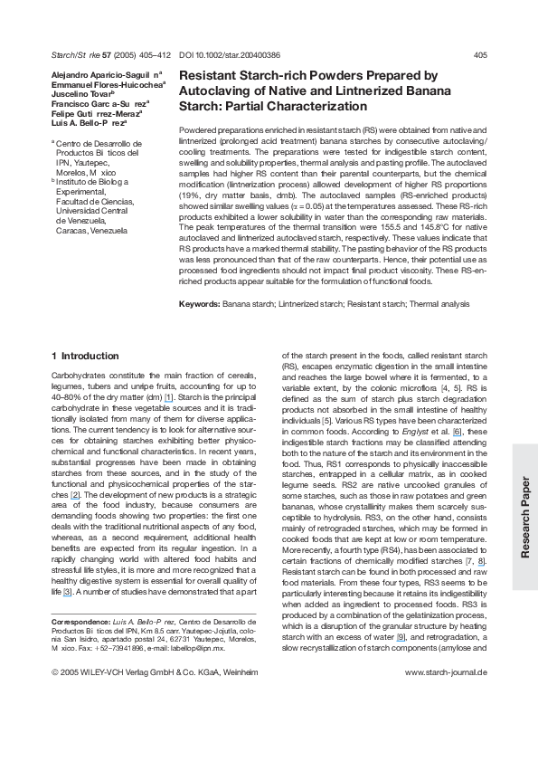 (PDF) Production of resistant starch from rice by dual autoclaving-retrogradation treatment ...