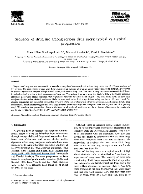(PDF) Sequence of drug use among serious drug users: typical vs ...