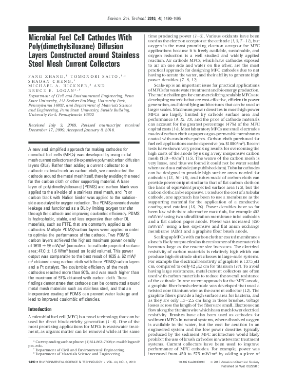 (PDF) Microbial Fuel Cell Cathodes With Poly(dimethylsiloxane ...