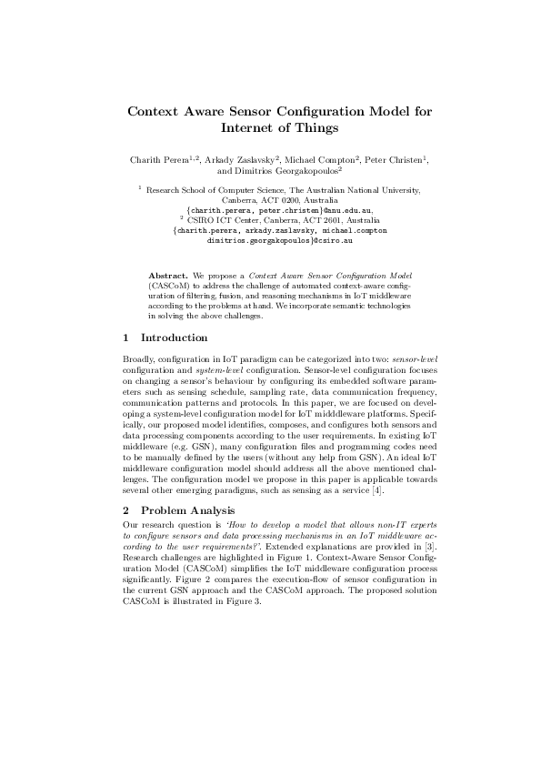 (PDF) Context Aware Sensor Con guration Model for Internet of Things