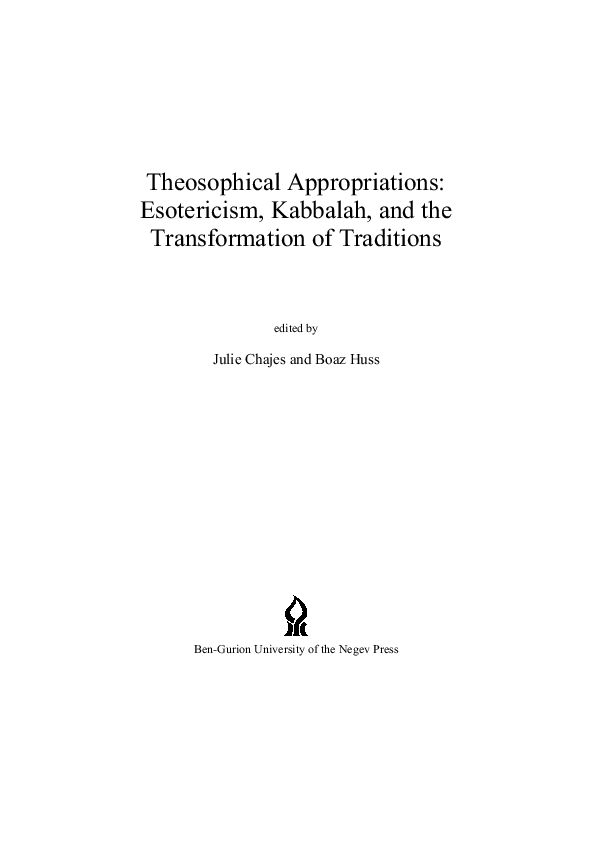 (PDF) Theosophical Appropriations: Esotericism, Kabbalah, and the ...