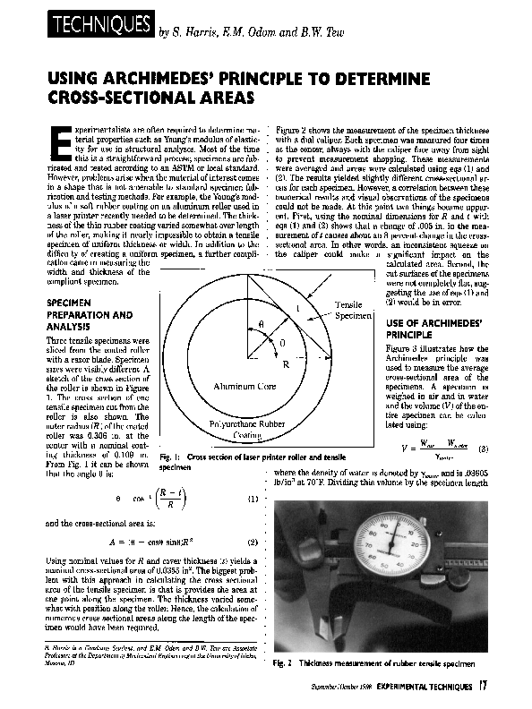 (PDF) USING ARCHIMEDES‘ PRINCIPLE TO DETERMINE CROSS-SECTIONAL AREAS