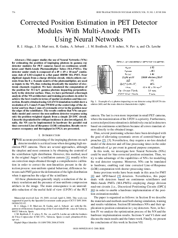 (PDF) Corrected position estimation in PET detector modules with multi-anode PMTs using neural ...