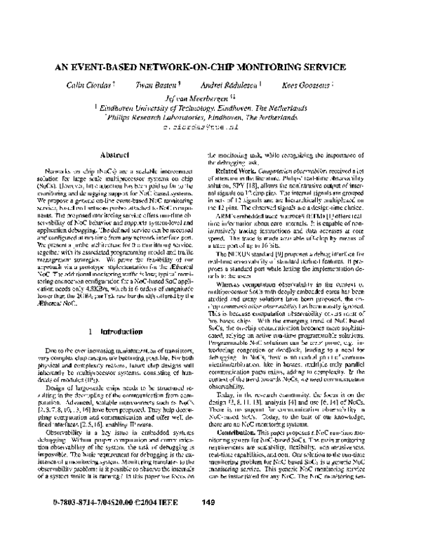 (PDF) An event-based network-on-chip monitoring service
