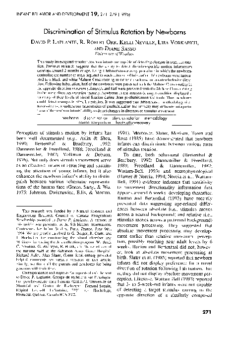 (PDF) Discrimination of stimulus rotation by newborns