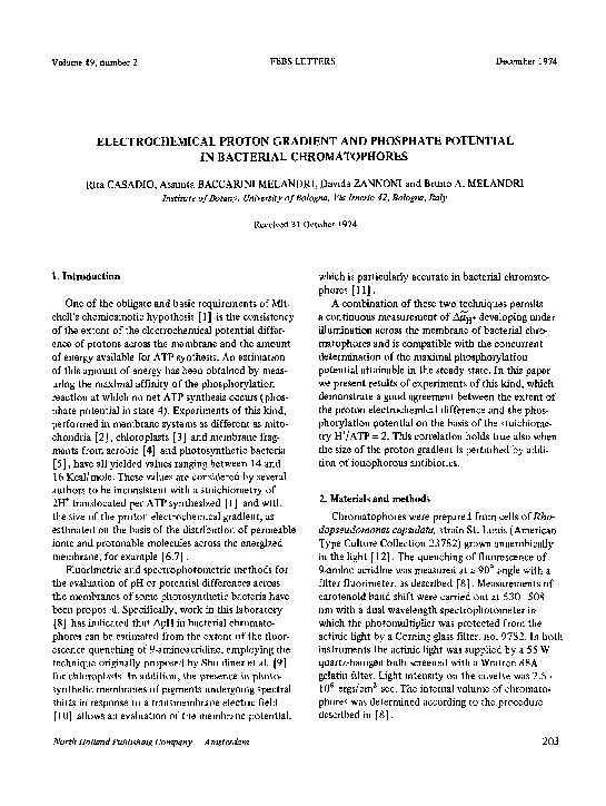 (PDF) Electrochemical proton gradient and phosphate potential in ...