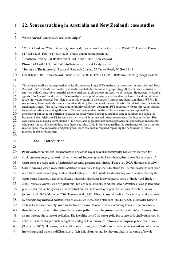 (PDF) Source Tracking in Australia and New Zealand: Case Studies