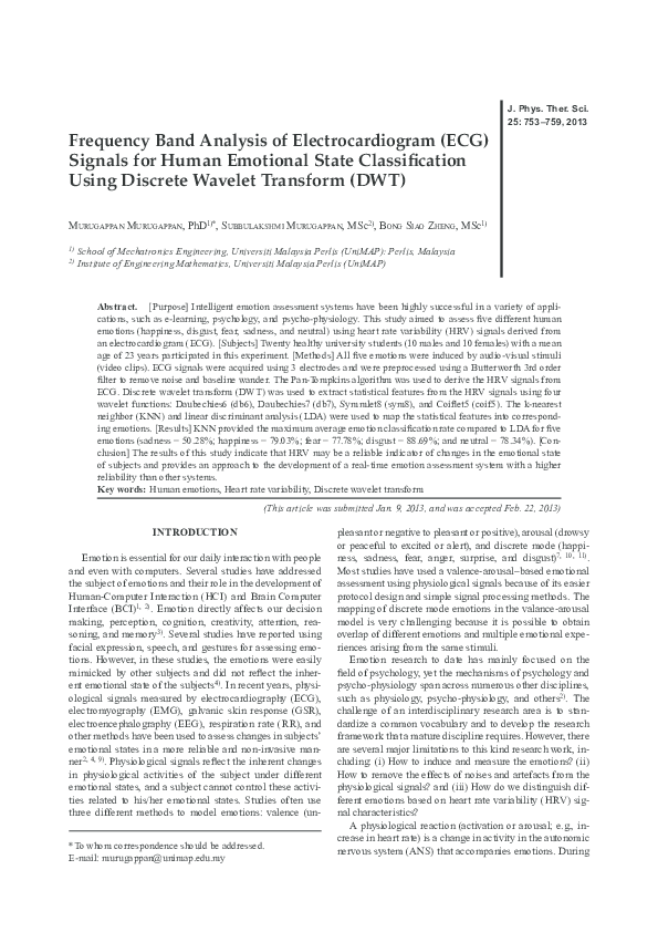 (PDF) Frequency Band Analysis of Electrocardiogram (ECG) Signals for ... (PDF) Frequency Band Analysis of Electrocardiogram (ECG) Signals for ...