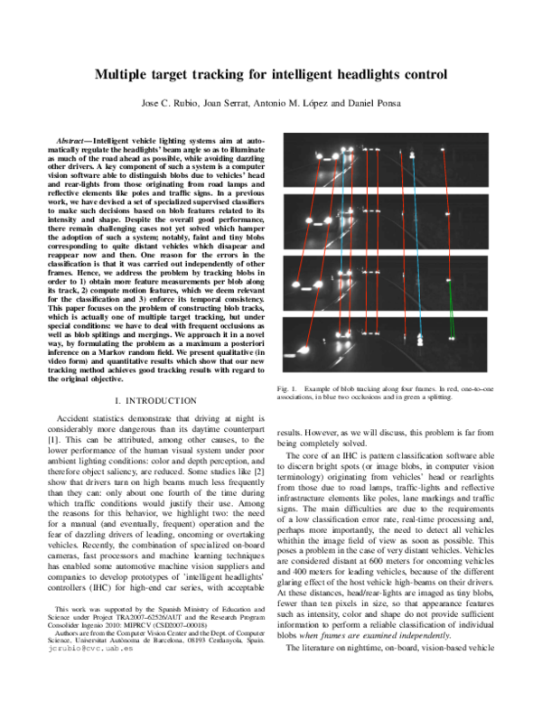 (PDF) Multiple-Target Tracking for Intelligent Headlights Control (PDF) Multiple-Target Tracking for Intelligent Headlights Control
