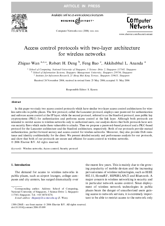 (PDF) Access control protocols with two-layer architecture for wireless networks