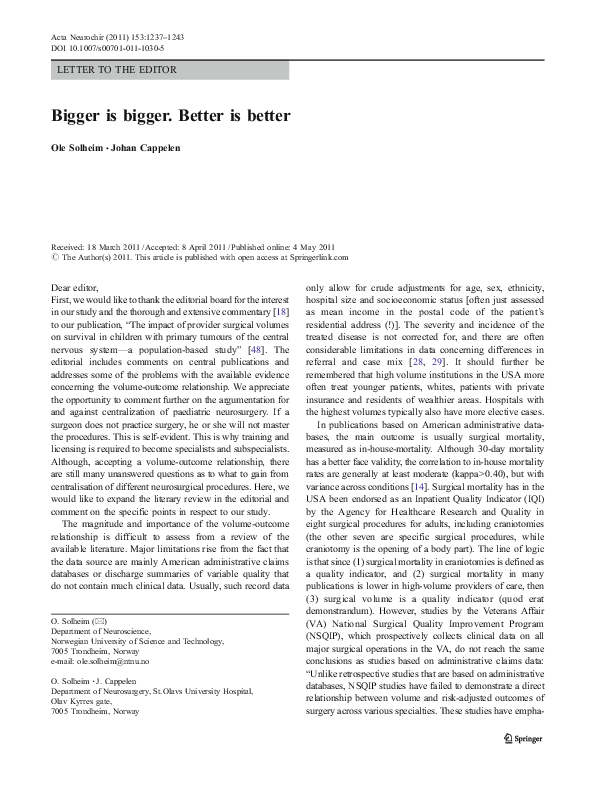 (PDF) Bigger is bigger. Better is better