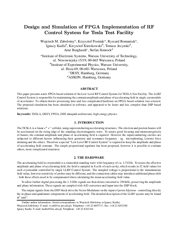 (PDF) Design and Simulation of FPGA Implementation of RF Control System ...