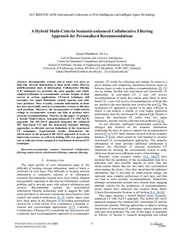 Pdf A Hybrid Multi Criteria Semantic Enhanced Collaborative Filtering Approach For