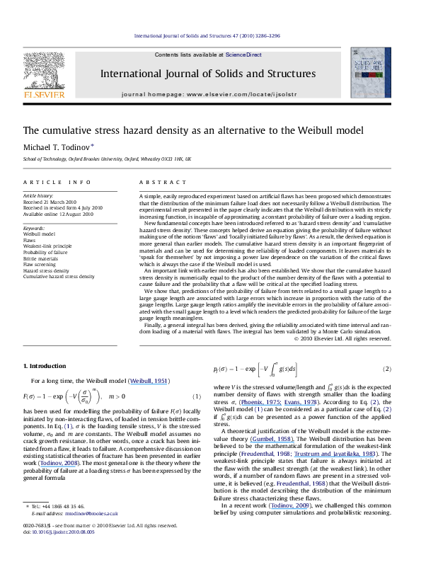 (PDF) The cumulative stress hazard density as an alternative to the ...