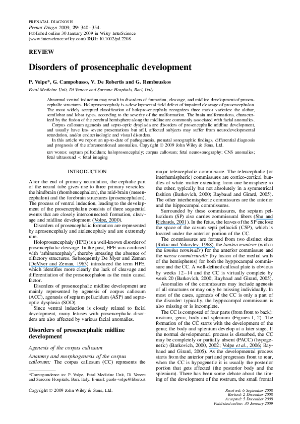(PDF) Disorders of prosencephalic development