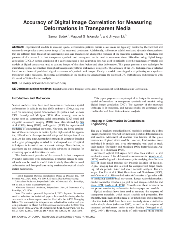(PDF) Accuracy of Digital Image Correlation for Measuring Deformations in Transparent Media